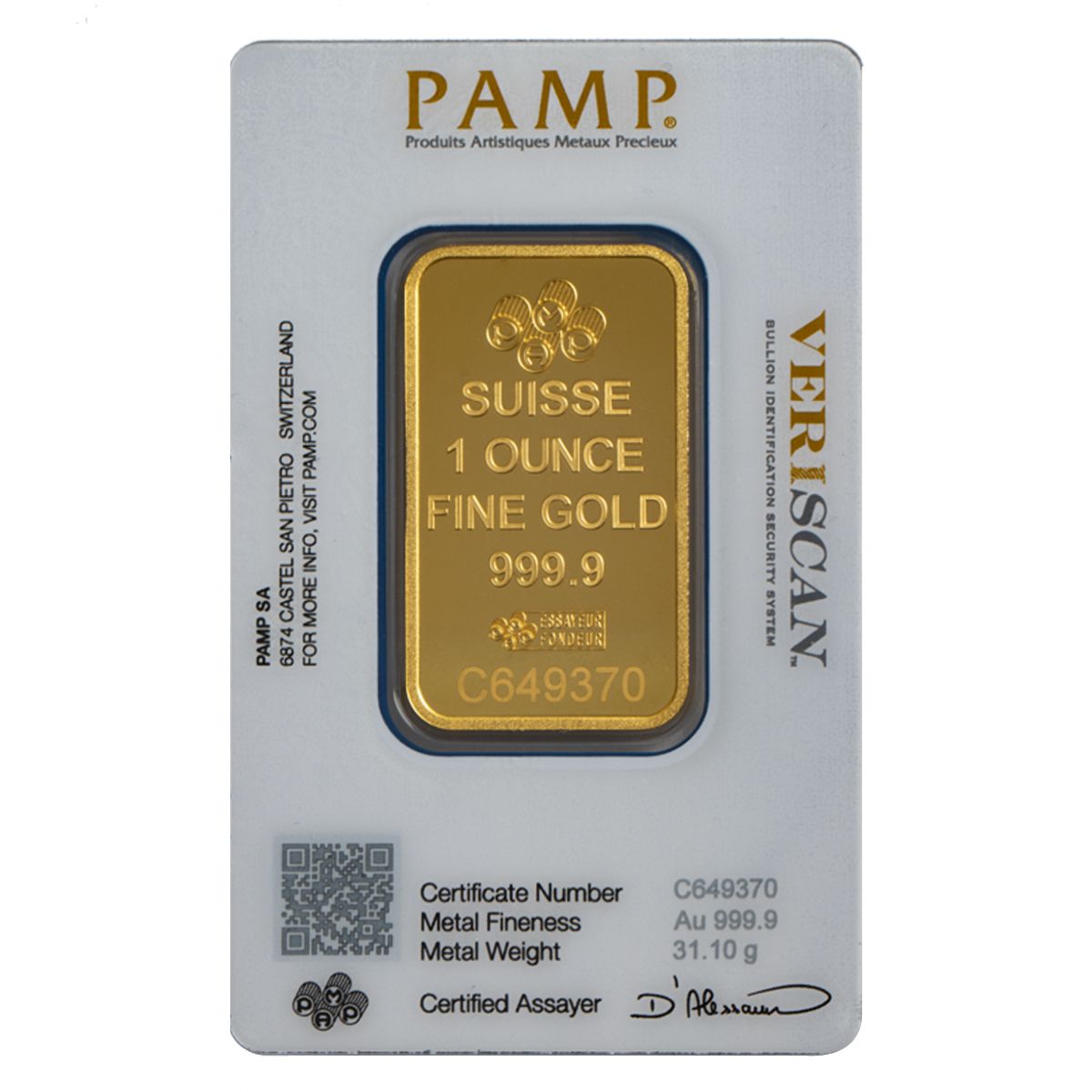 1 oz Gold Bar - Lady Fortuna