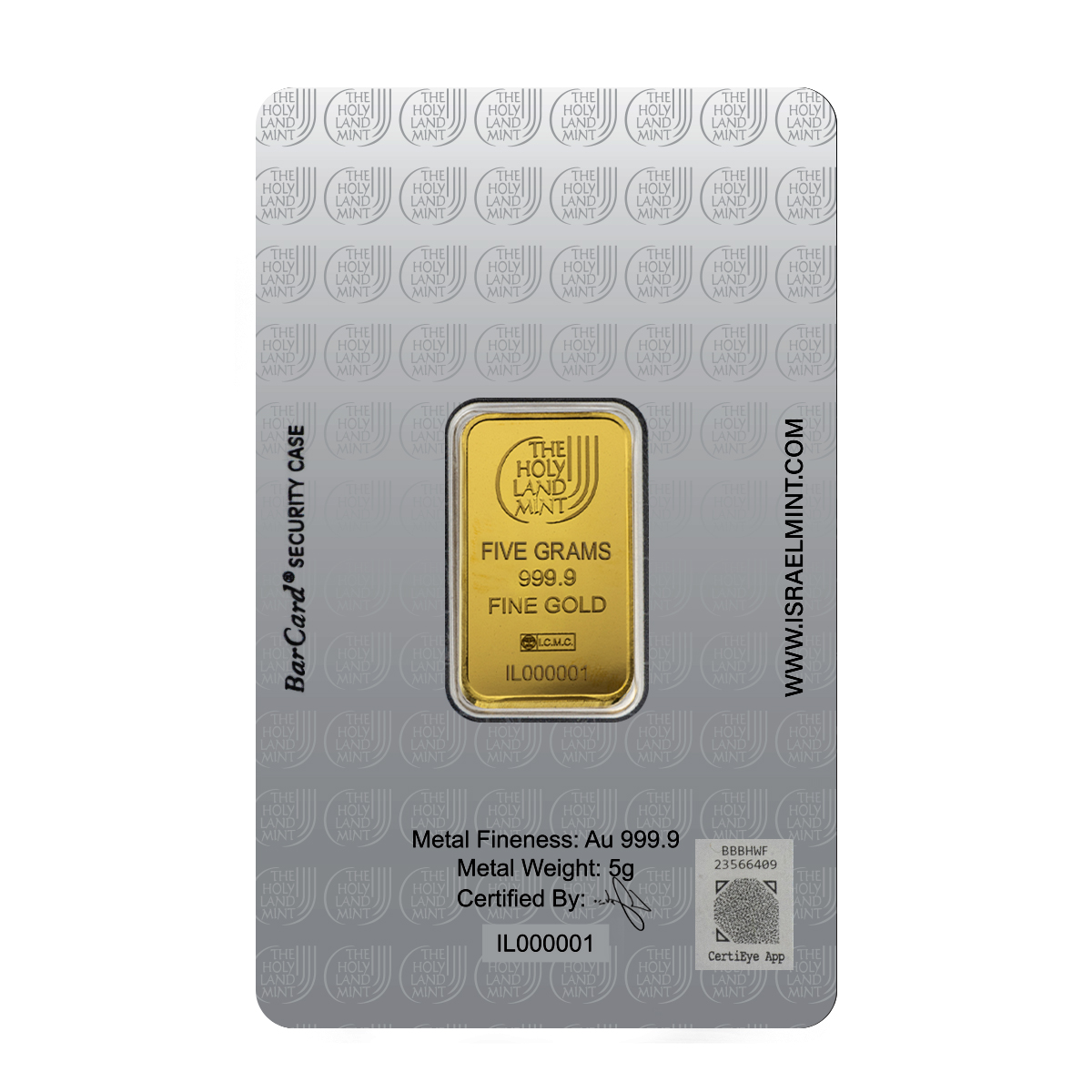 5 grams Gold Bar - Lion of Judah | The Holy Land Mint