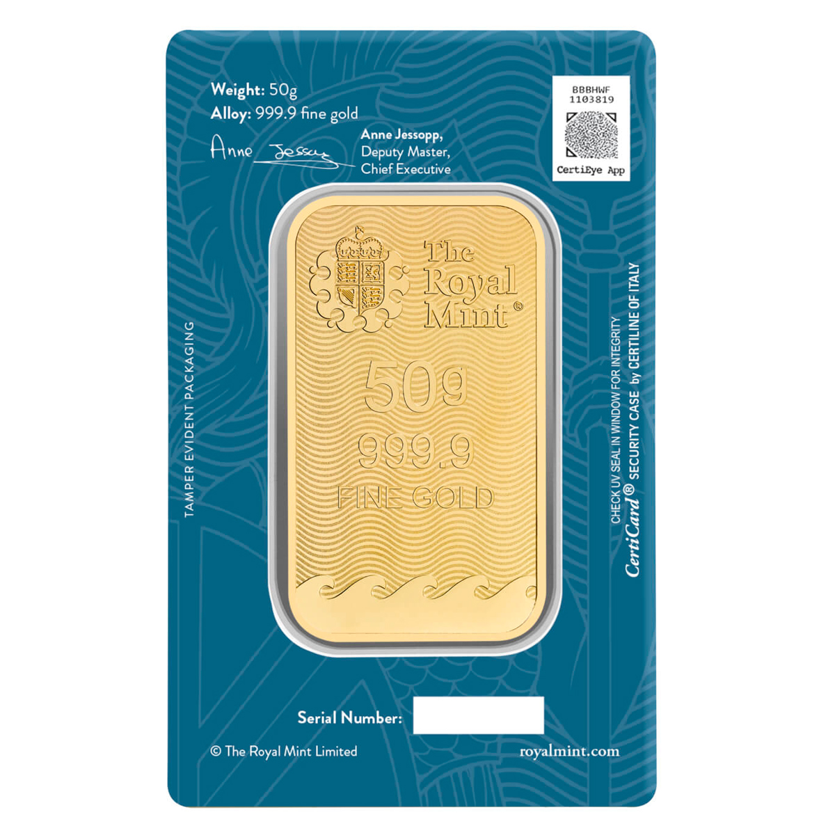 50 GRAM GOLD BAR BRITANNIA