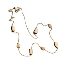 14k Gold Chain Necklace adorned with three-dimensional, frosted gold ...