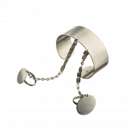 Unique handcrafted Silver Bangle with two silver rings